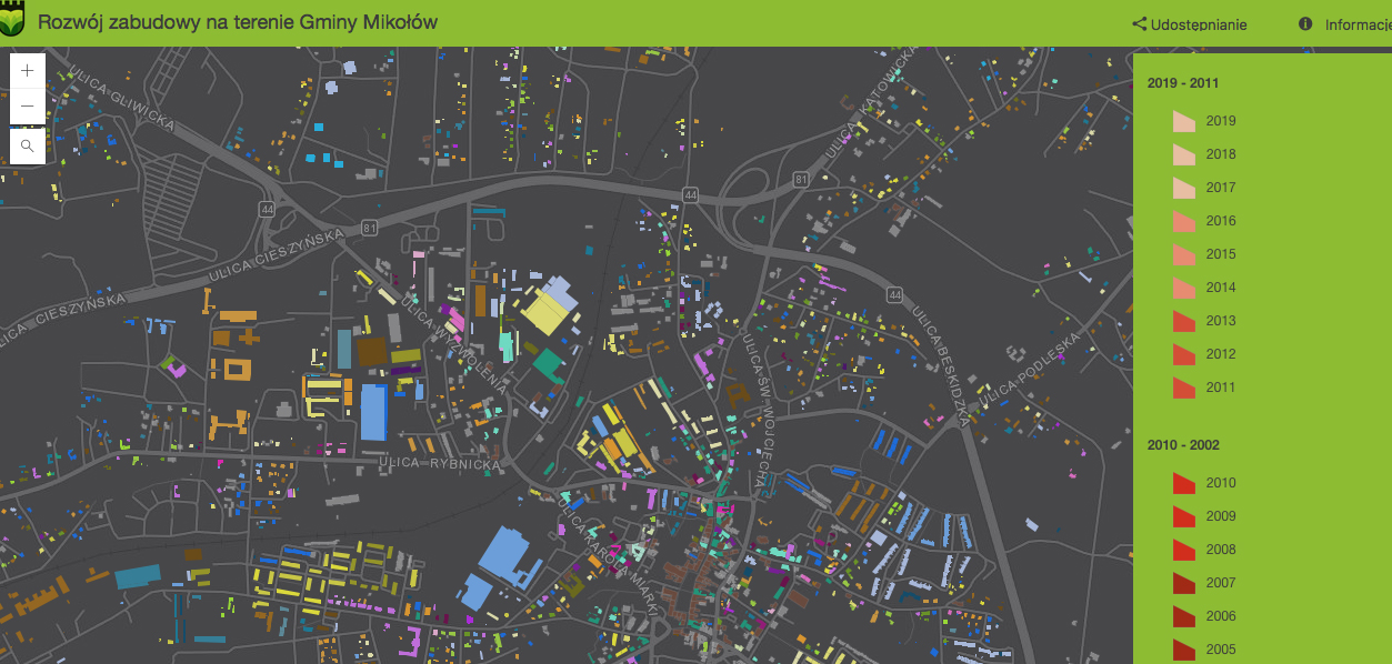 Mikołów z interaktywną mapą! Można zobaczyć, jak rozbudowywano miasto ...